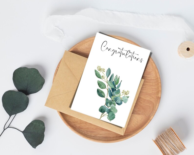 Printable Congratulations Card | Eucalyptus Congrats Card | Congrats ...