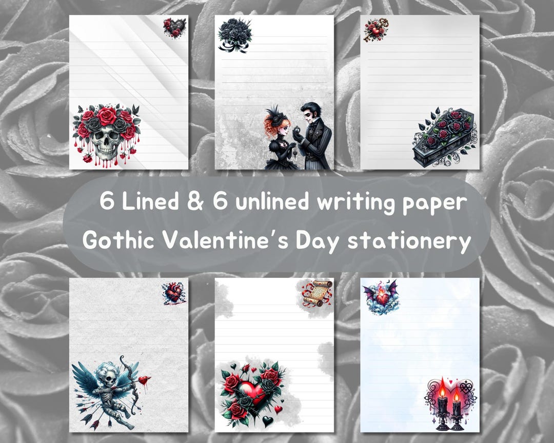 Valentines Day Printable Stationery Lined and Unlined Paper US Letter ...