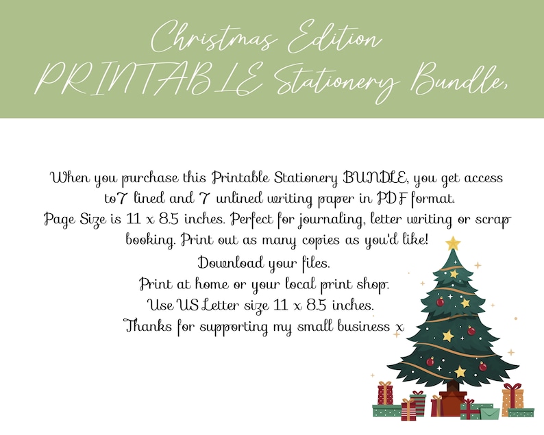 Christmas Printable Stationery | Lined and Unlined Paper | US Letter ...