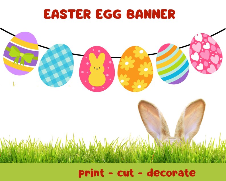 Easter Eggs Printable Banner, Easter Banner, DIY Printable Banner ...