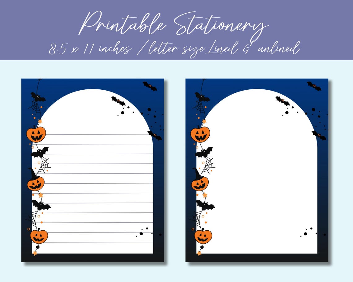 Halloween Printable Stationery | 6 Lined and 6 Unlined Paper | US ...