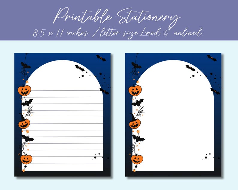 Halloween Printable Stationery | 6 Lined and 6 Unlined Paper | US ...