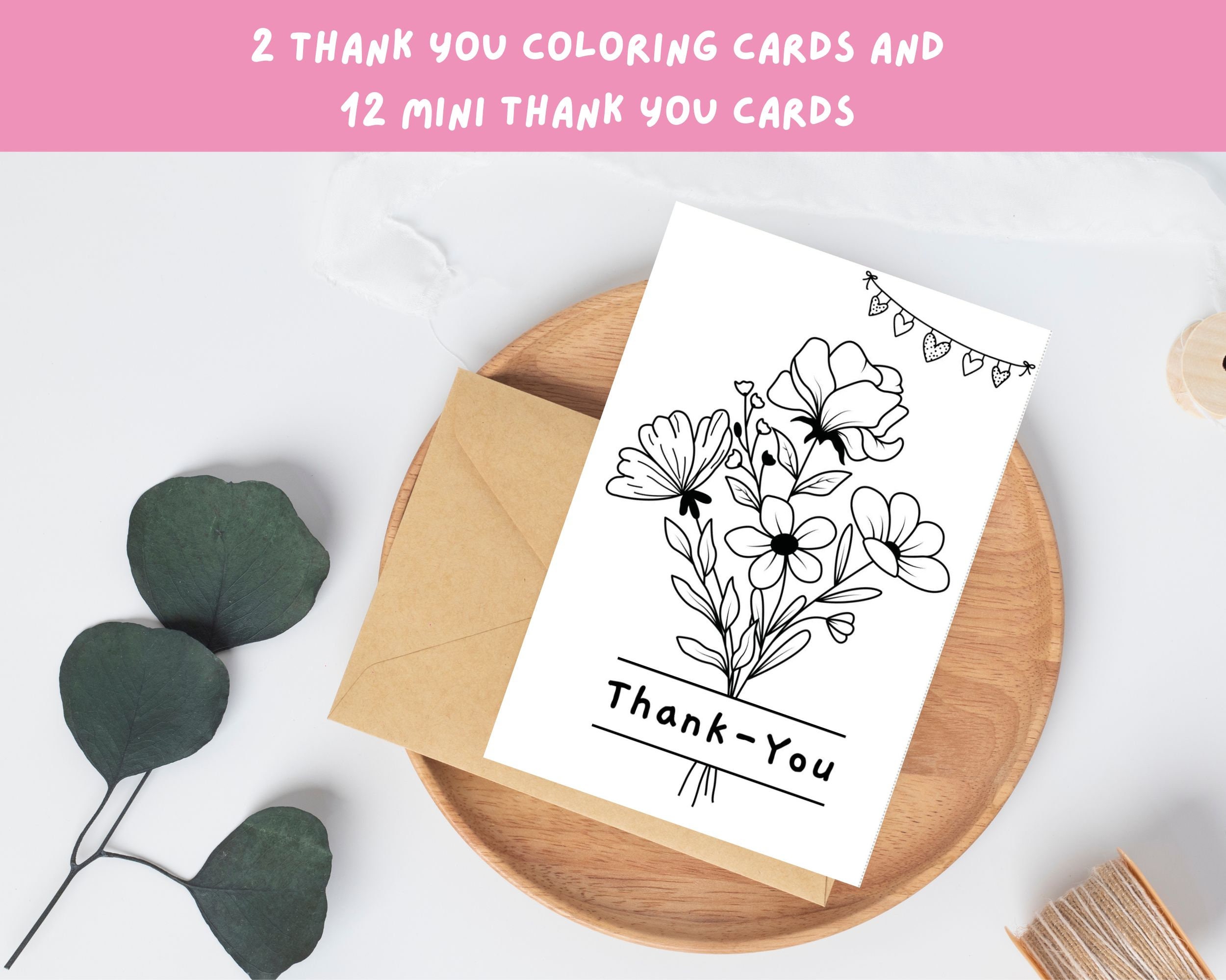 2 Thank-you Coloring Cards 12 Thank-you Mini Coloring Cards Digital ...
