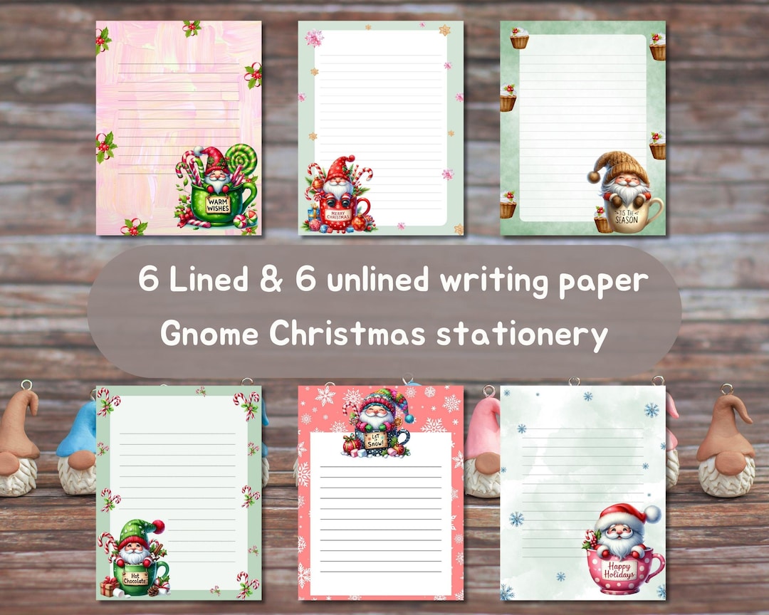 Christmas Gnomes Printable Stationery | Lined and Unlined Paper | US ...