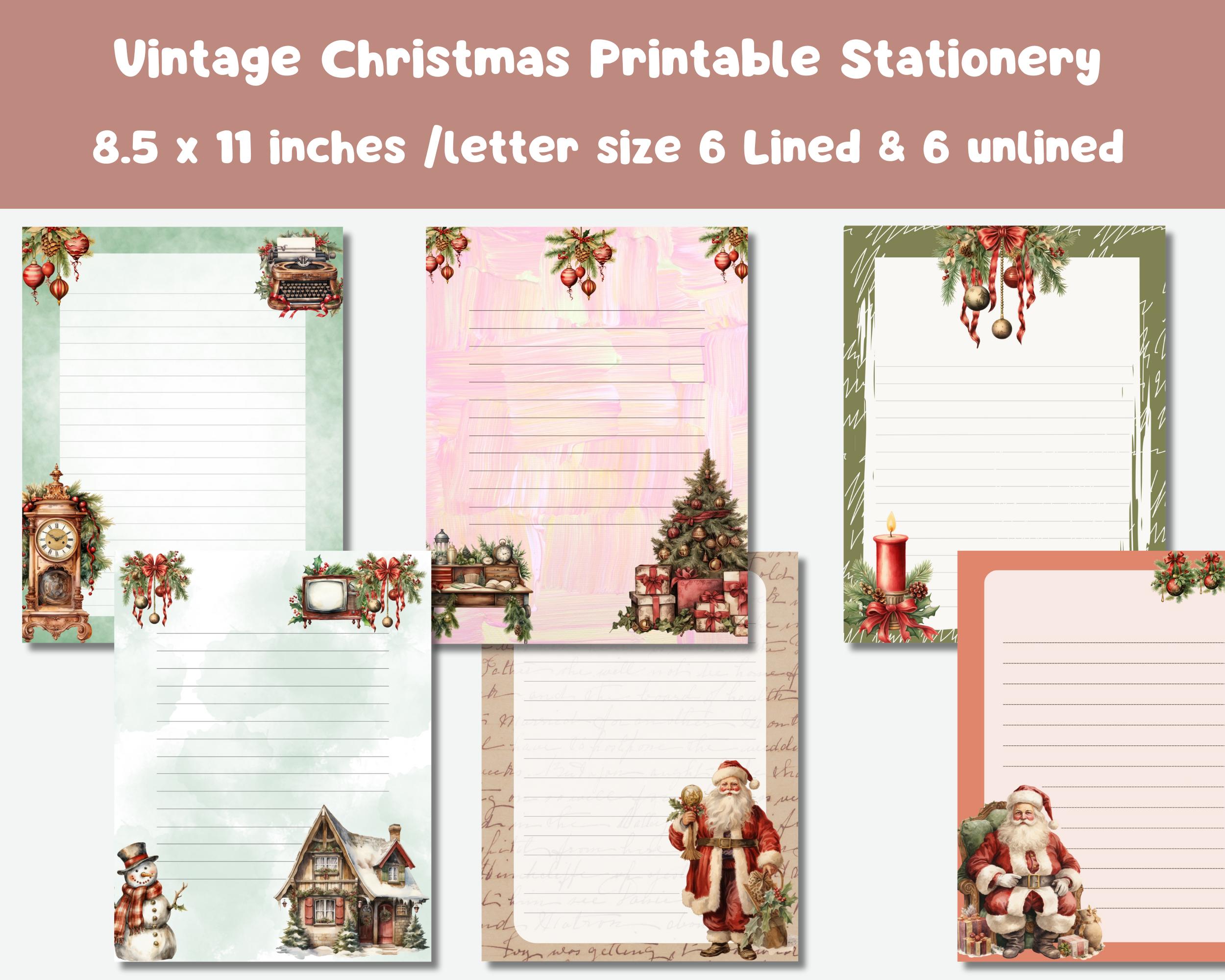 Vintage Christmas Printable Stationery Lined and Unlined Paper US ...