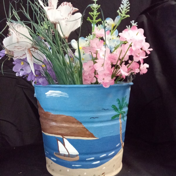 Painted Metal Bucket - Etsy