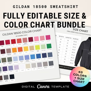 Gildan G500 Color Chart, Editable Gildan 18500 Color Chart, Gildan ...