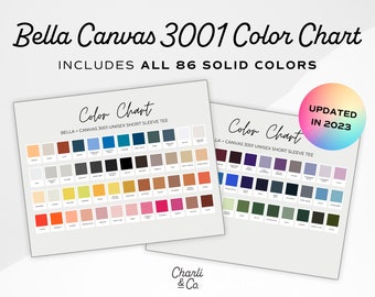 2023 EDITABLE Bella Canvas 3001 Color Chart, Editable T-shirt Color ...