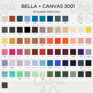 2023 Bella Canvas Color Chart Bundle, 3001 Solids, 3001 CVC Color Chart ...