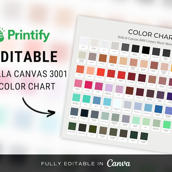 Template Color Chart Printify - Etsy