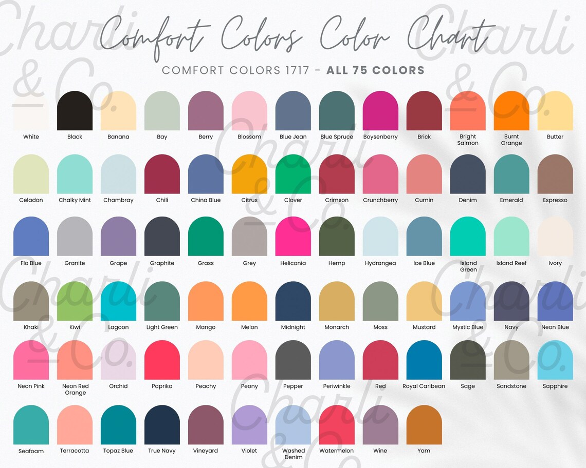 Editable Comfort Colors C1717 Color Chart, Canva Template Editable ...