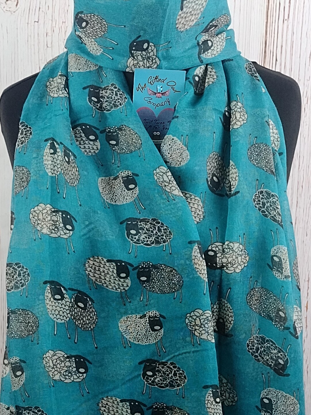 Turquoise Sheep Scarf Animal Print Oversized Soft Wrap - Etsy