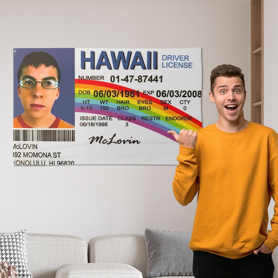 McLovin ID Flag Fake Driver License Flag Durable Wall Banner - Etsy México