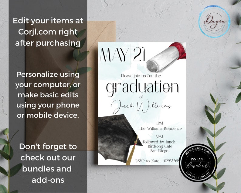 EDITABLE Graduation Party Invitation Template High School - Etsy Ireland