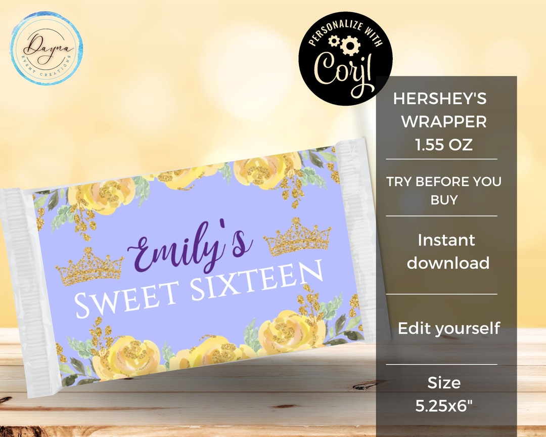 Editable Hershey's Chocolate Bar Wrapper Template - Etsy
