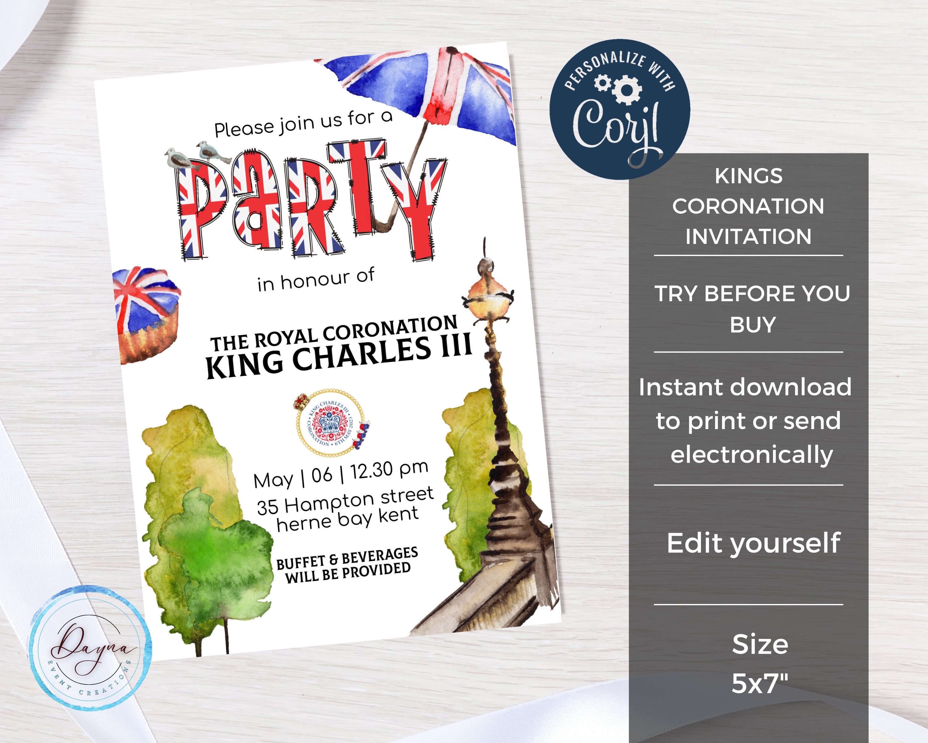 Editable Royal Coronation Party Invitation Printable - Etsy