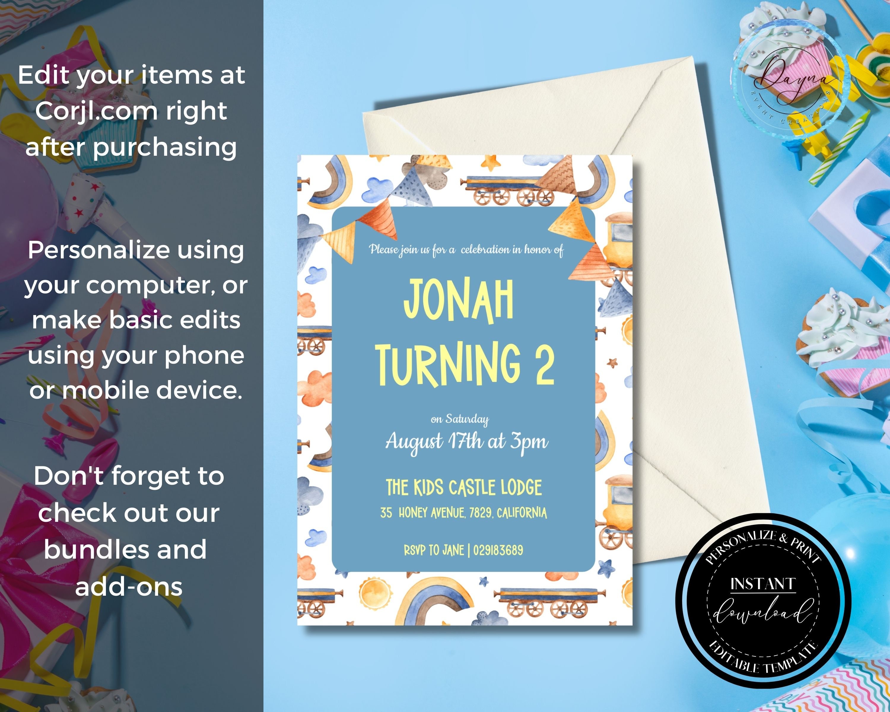 Editable Boy Birthday Party Invitation Template Kids Invite - Etsy