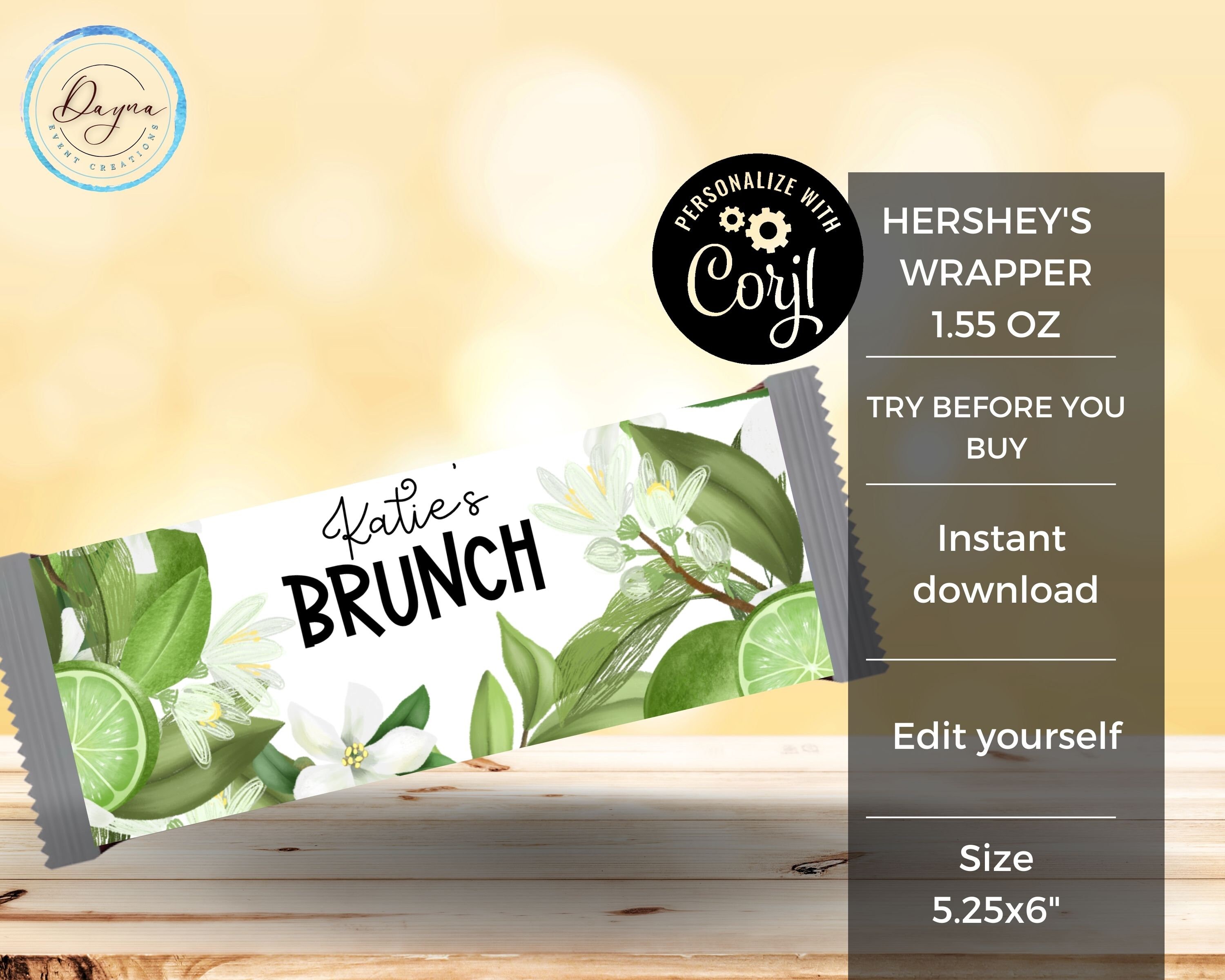 Editable Hershey Chocolate Candy Bar Wrapper Template Personalized ...