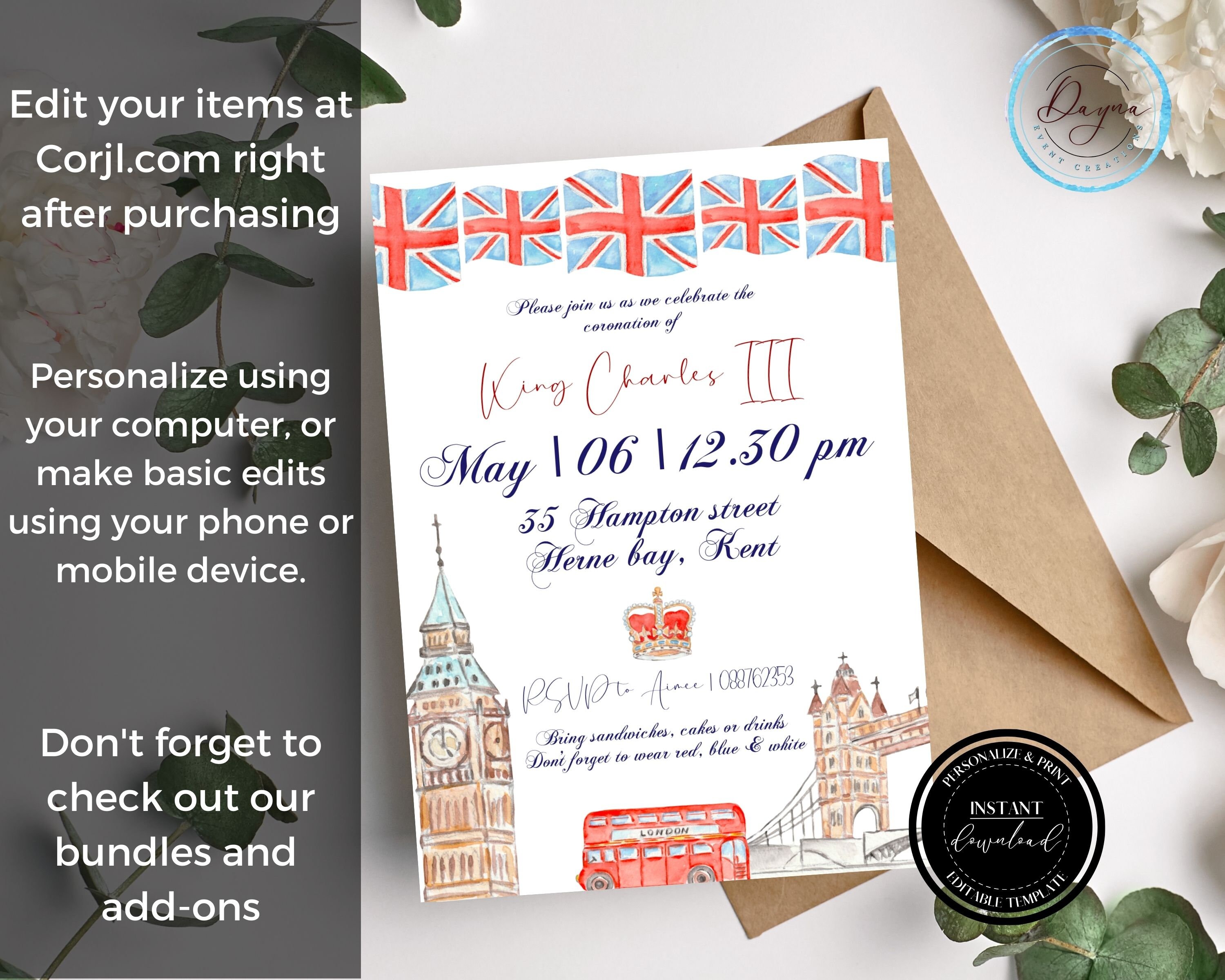 Editable Royal Coronation Street Party Invitation Printable UK London ...