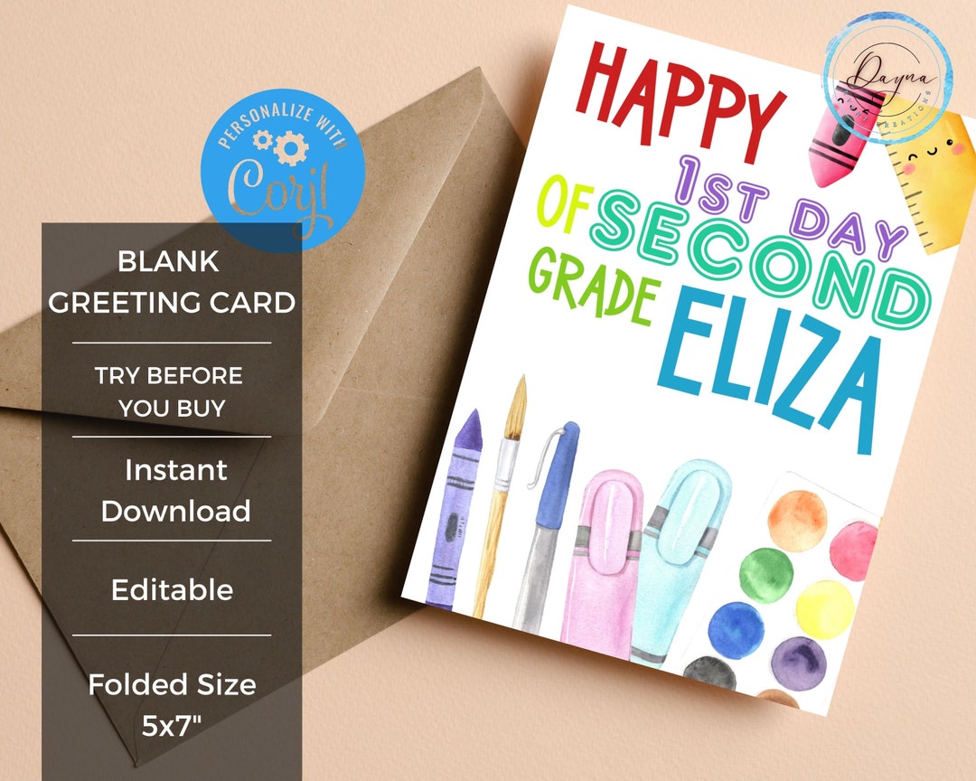 Editable Happy First Day of School Greeting Card Printable | DIY Back ...