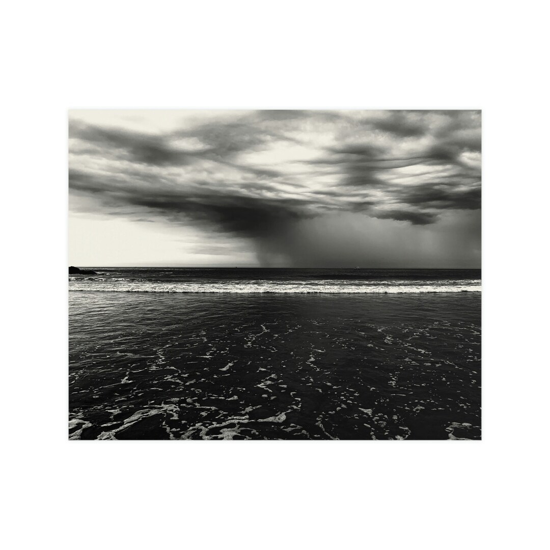 Cape Anne Storm Seascape Print | Moody Black and White Wall Art - Etsy