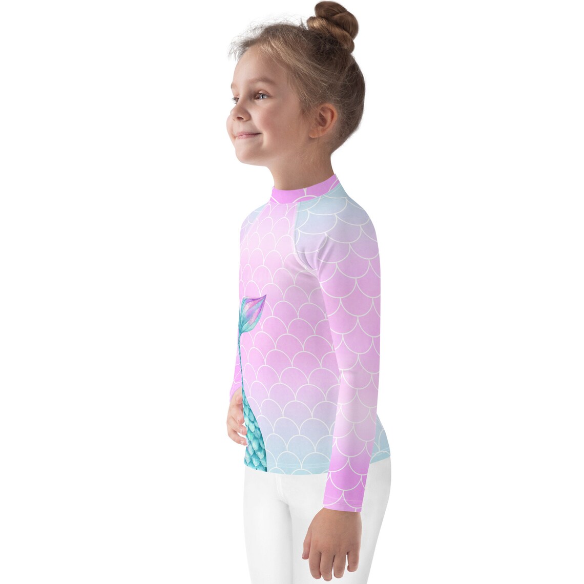 Mermaid Kids Rash Guard Swim Top Bathing Suit Girls Top Beach Pool ...