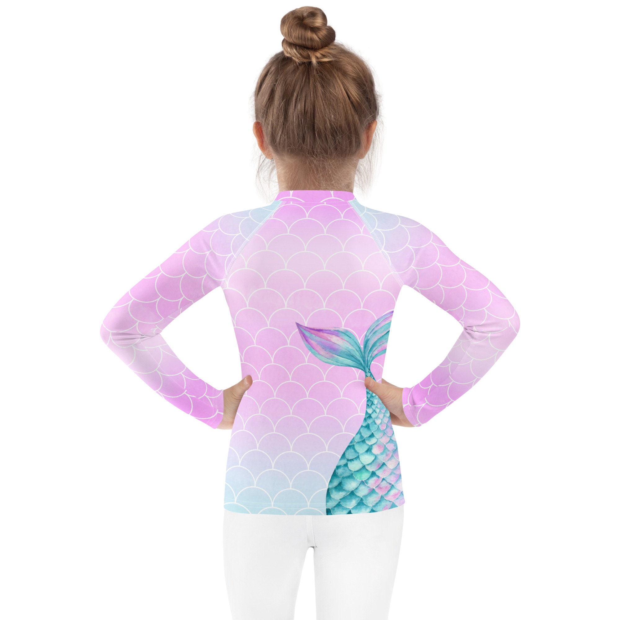 Mermaid Kids Rash Guard Swim Top Bathing Suit Girls Top Beach Pool ...