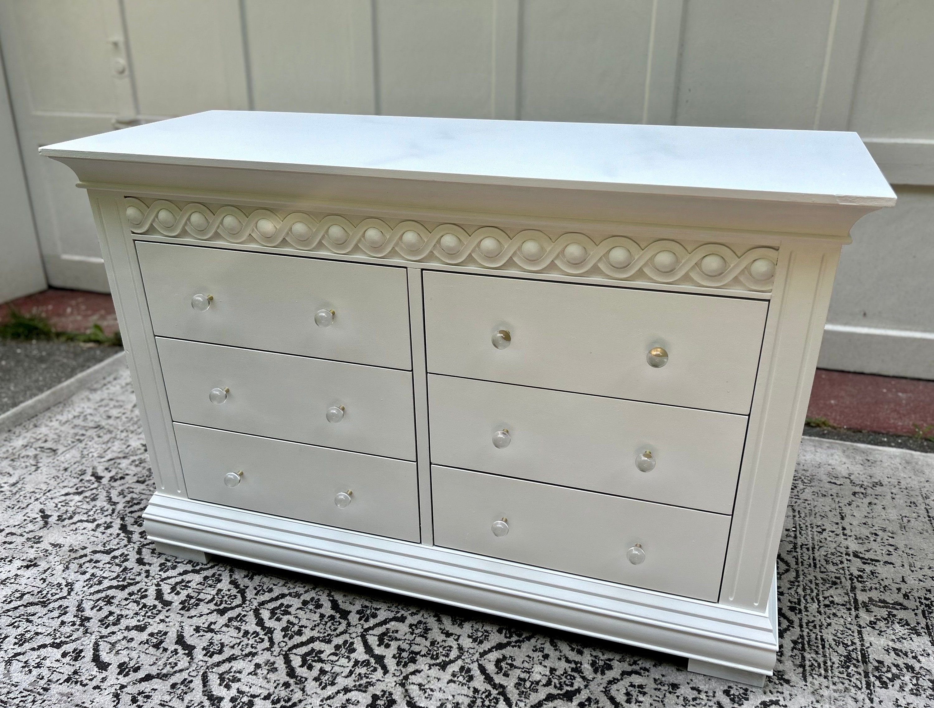 SOLD Trendy Modern White Lacquered 6-drawer Dresser Glossy White ...