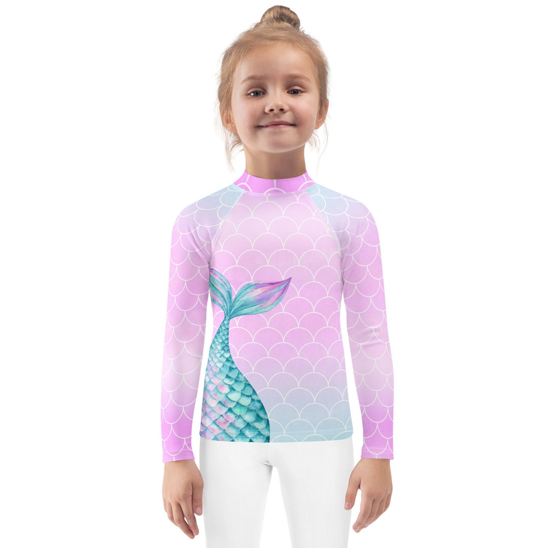 Mermaid Kids Rash Guard Swim Top Bathing Suit Girls Top Beach Pool ...
