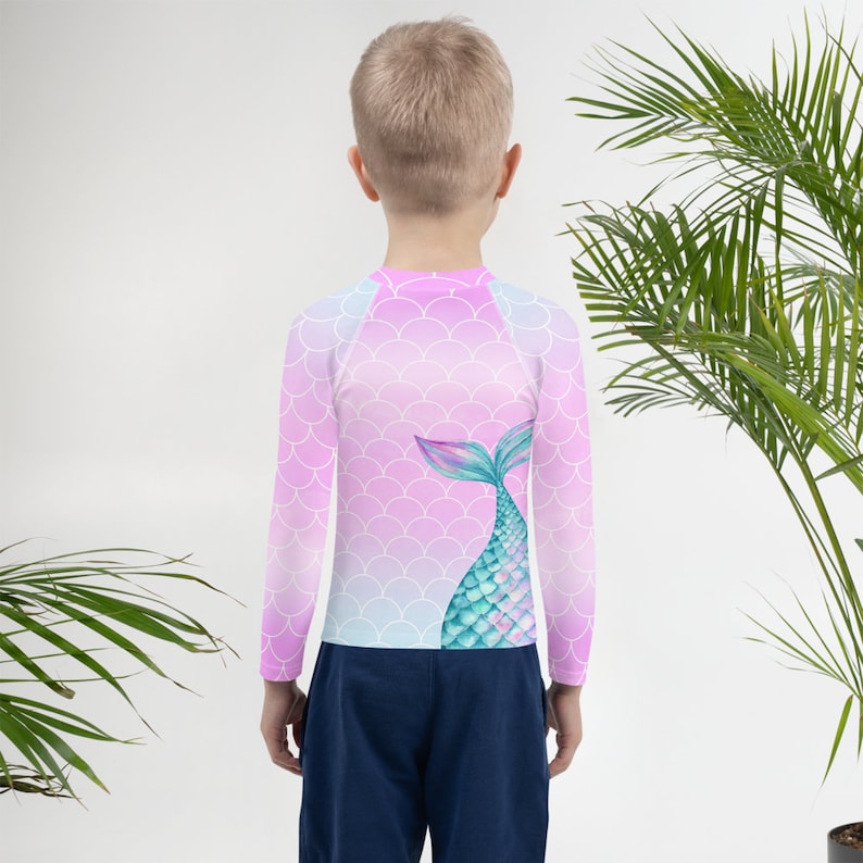 Mermaid Kids Rash Guard Swim Top Bathing Suit Girls Top Beach Pool ...