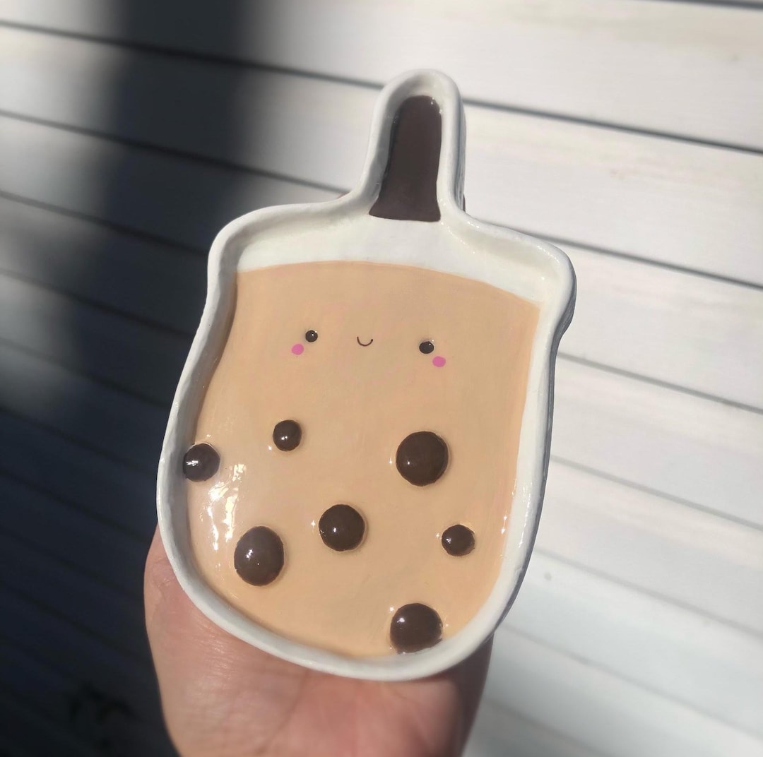 Cute Handmade Clay Boba Aesthetic Kawaii Trinket Dish Gifts Boba ...
