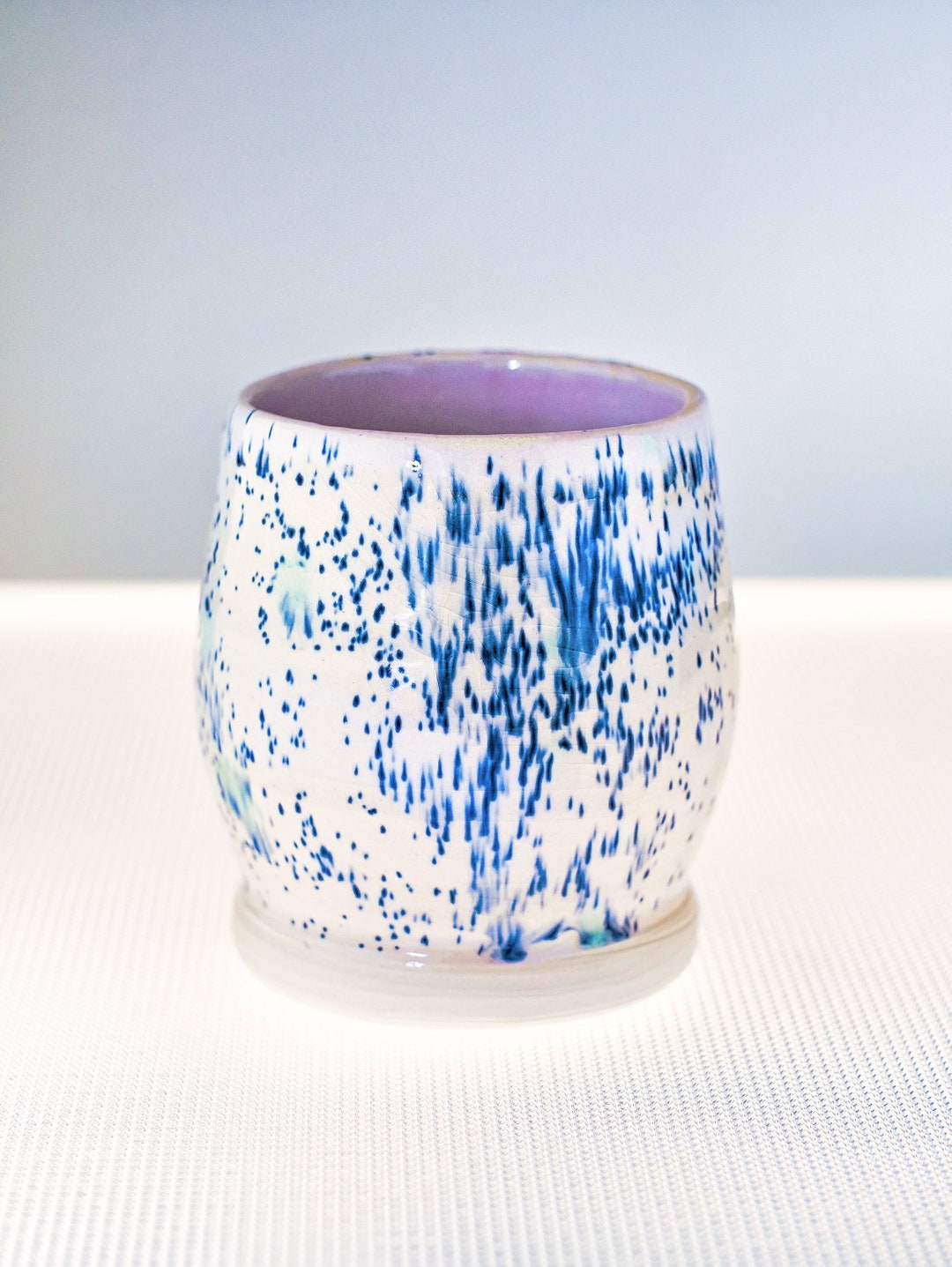 Handmade Stoneware Ceramic Cup | Beige-white-blue | 190 Ml | Hand ...