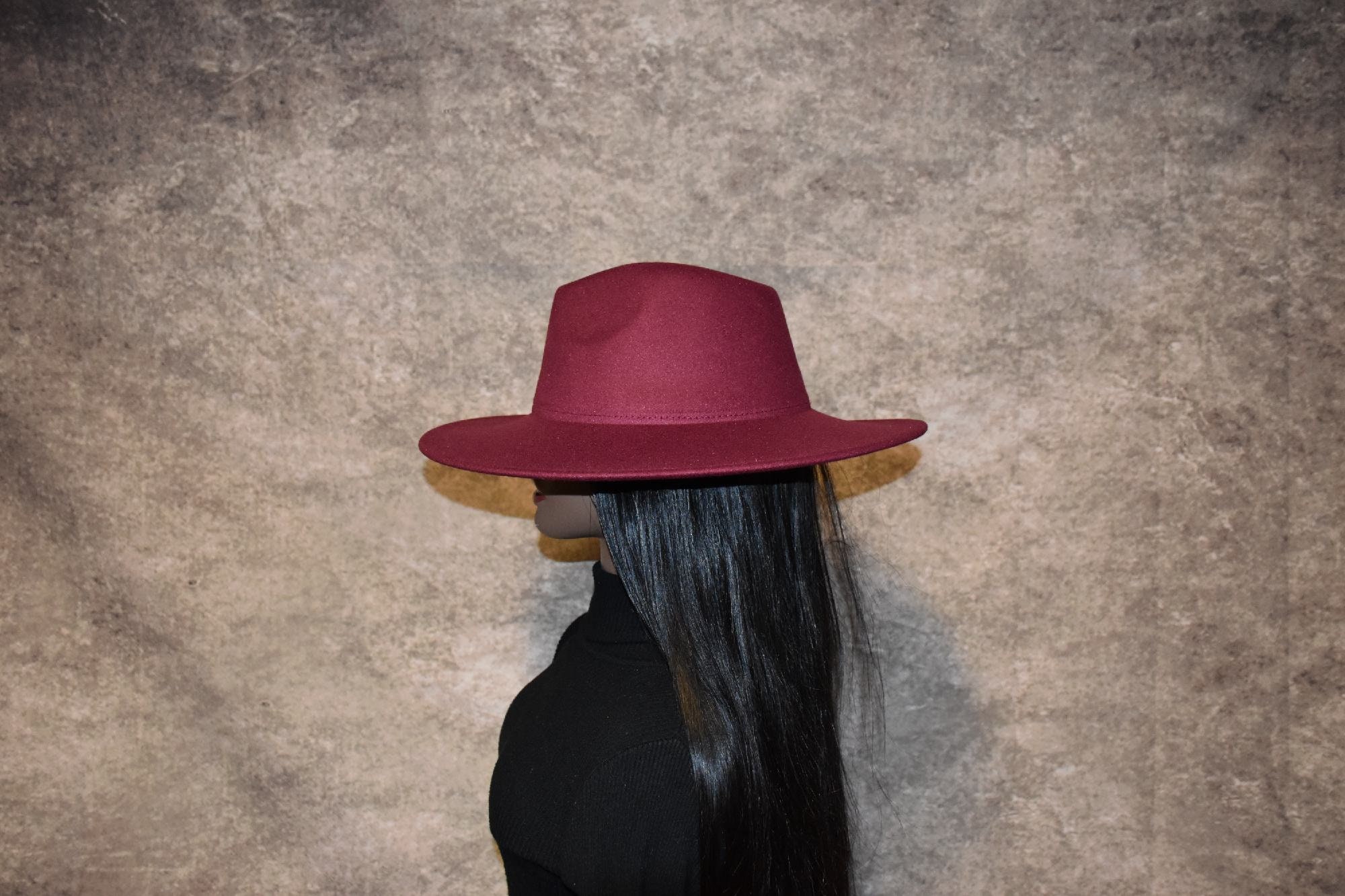 Burgundy Color Large Wide Brim Fedora Hat - Etsy
