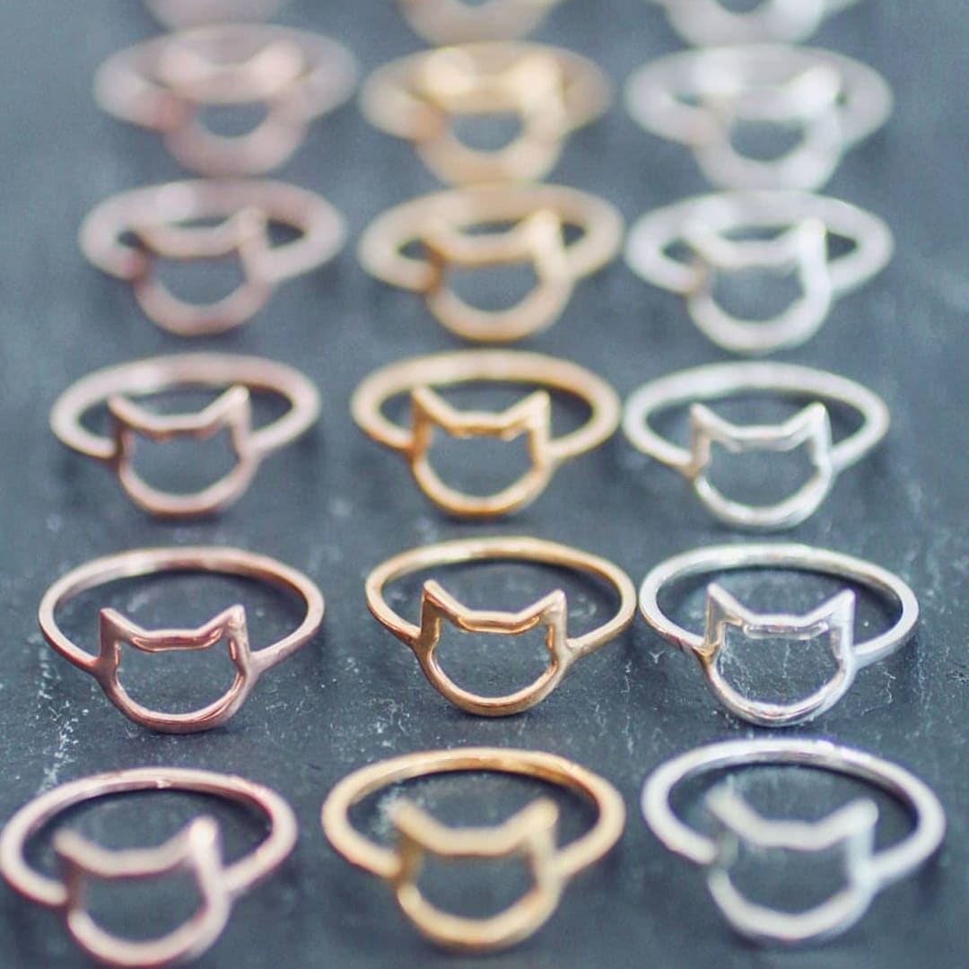 Original Cat Ring | Classic Cat Lover Jewelry | Sterling Silver, Gold ...