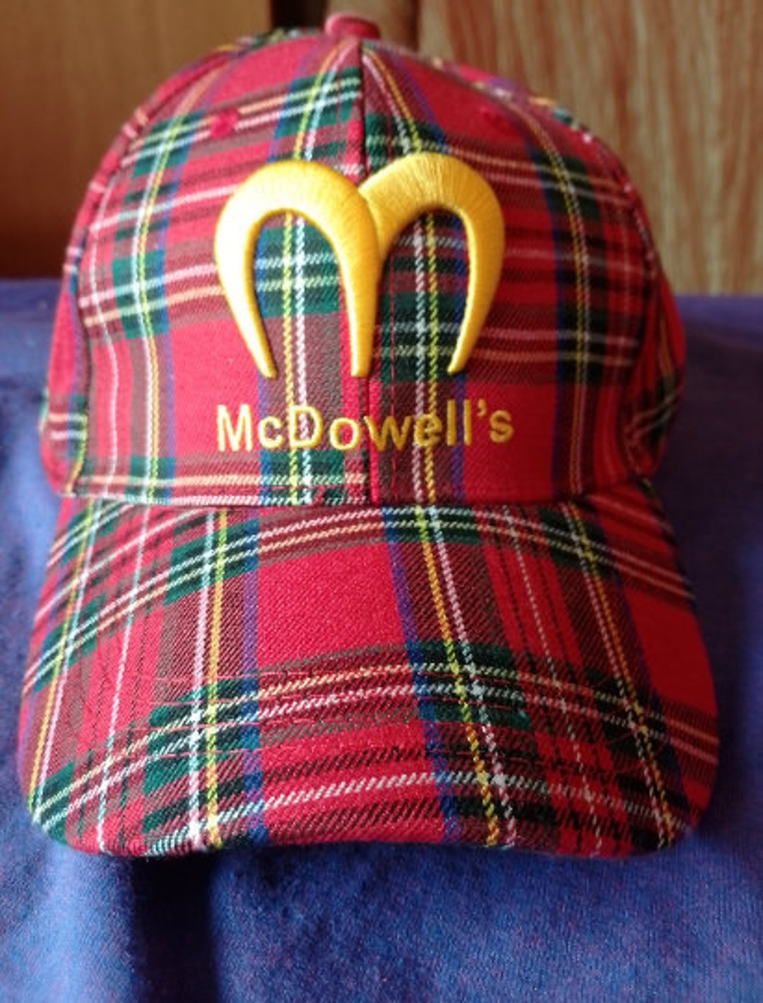 Mcdowell's Coming to America "home of the Big Mick" Plaid Baseball Cap ...