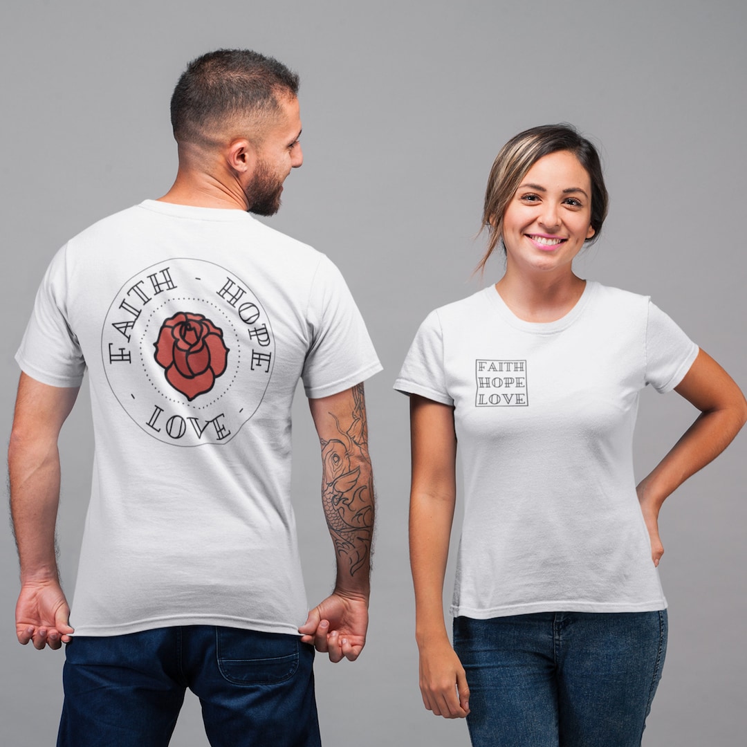 Faith Hope Love Christian T-shirt, Front and Back Print - Etsy