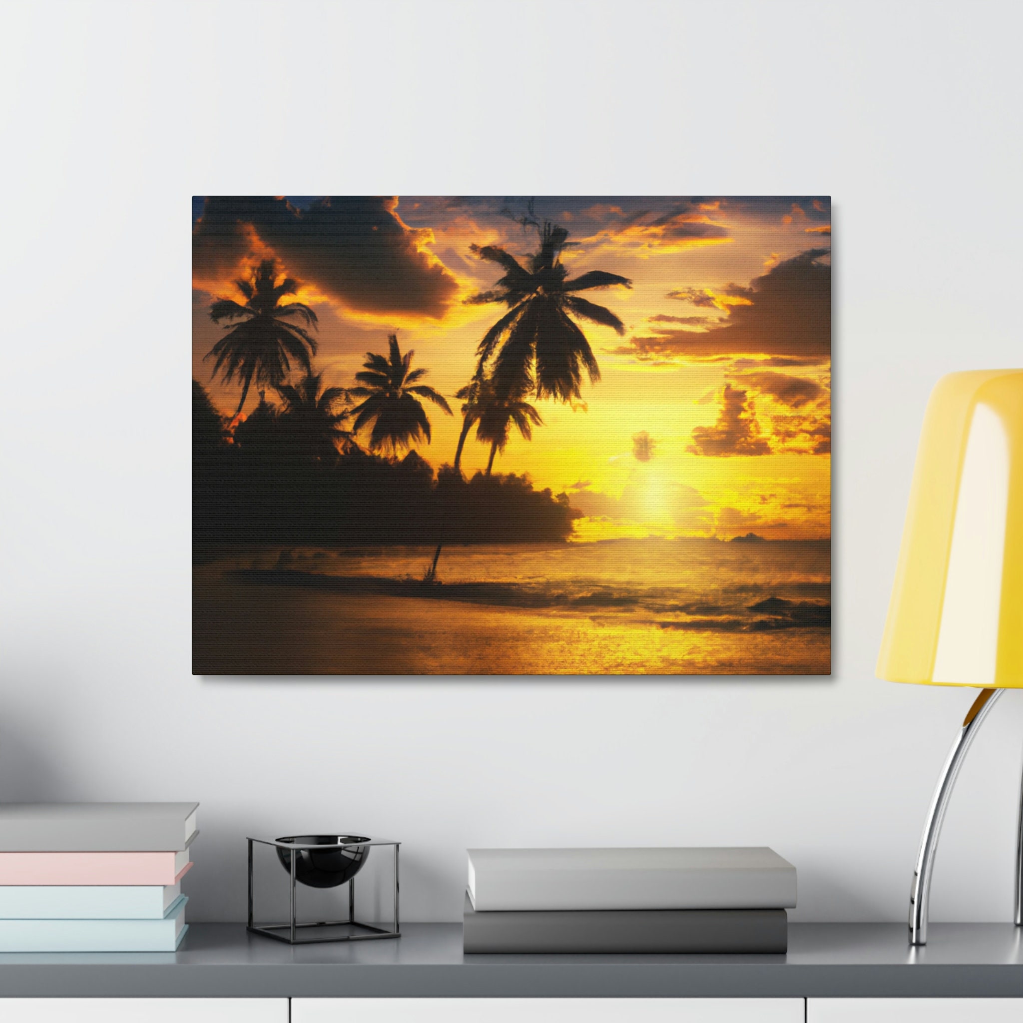 Beach Sunset Canvas | Digital Art Print - Etsy