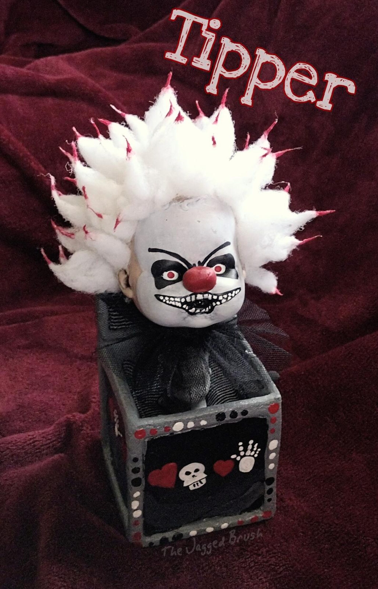 OOAK Handmade Creepy Cute Evil Clown Jack in Box Skeleton Bone ...
