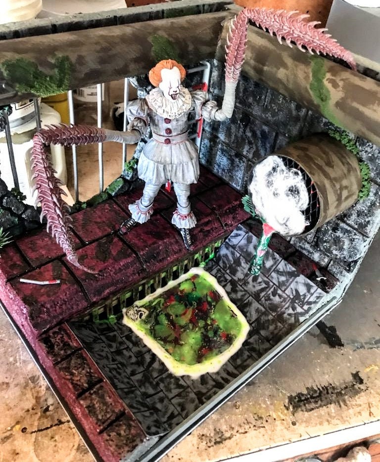Pennywise IT Diorama Clown Horror Movie Sewer Scene Handmade OOAK ...