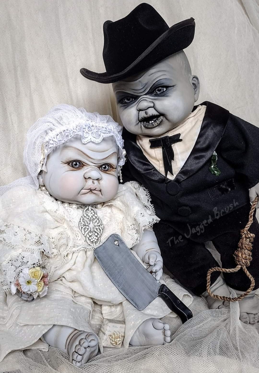 Handmade DIY OOAK Bride Groom Wedding Dolls Newlyweds Creepy Zombie ...