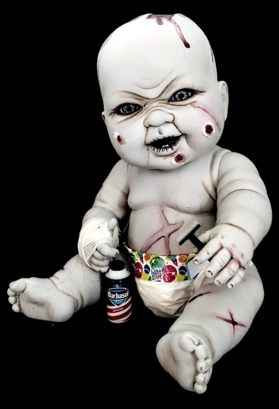 Decay Care Zombie Baby Doll Slice Hairdresser Barber Handmade DIY OOAK Original Cute Creepy Scary Prop Salon Shave Razor Etsy Australia