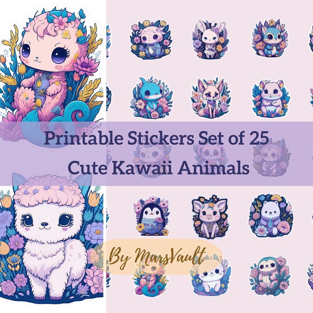Instant Download Digital Printable Stickers Bundle of 25 Adorable Cute ...