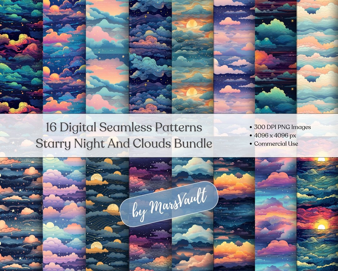 Instant Download Digital Printable Paper Bundle 16 Seamless Patterns ...