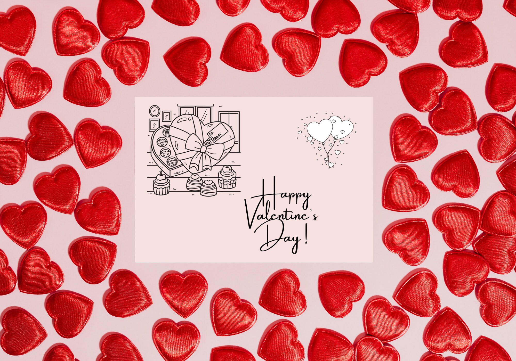 Printable Valentine's Day Pink Card Digital Template Printable, - Etsy