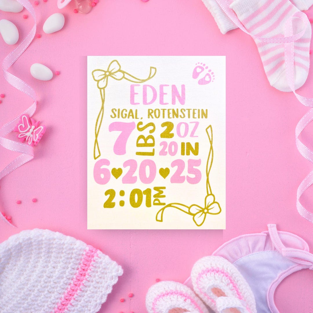 Personalized Birth Certificate Canvas | Newborn Birth Certificate Wall ...
