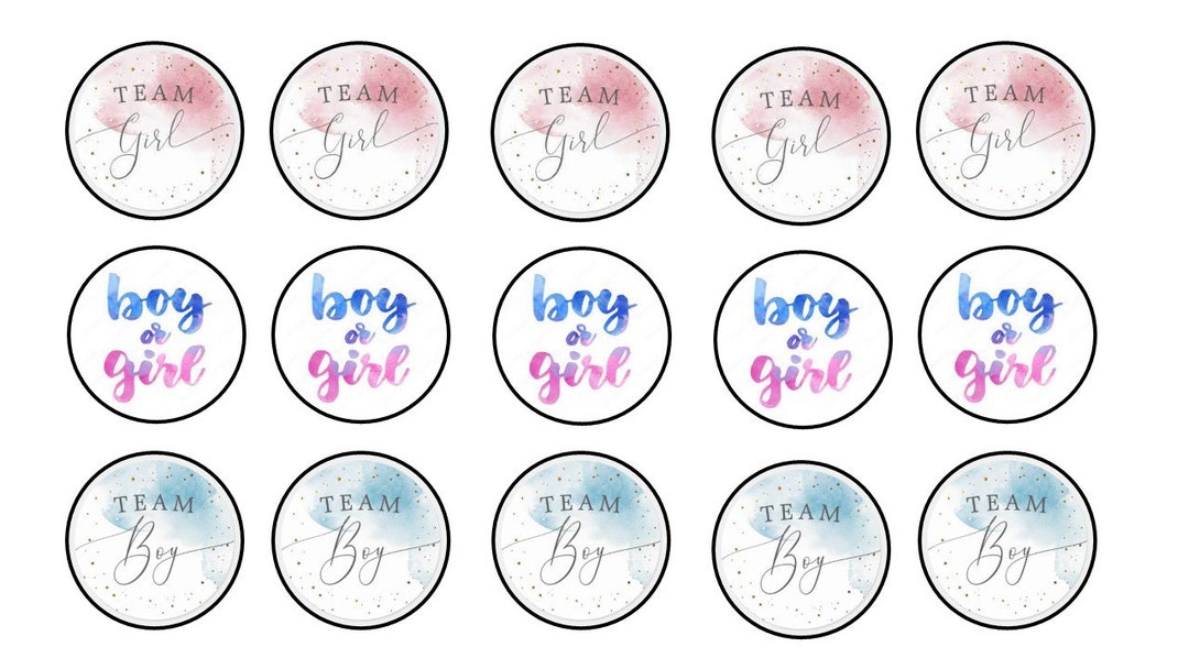 15 Pre-cut Edible Team BOY or GIRL Cupcake Toppers - Etsy UK