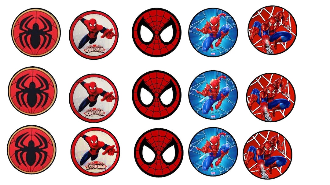 15x Pre Cut Edible Spiderman Cupcake Toppers - Etsy UK