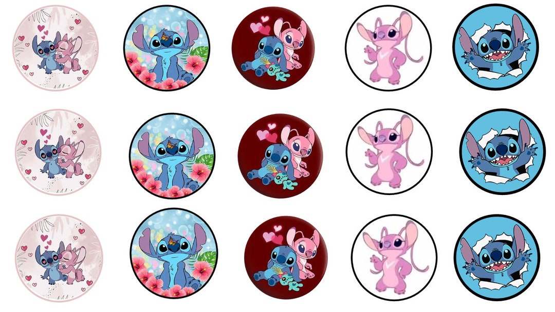 15x Stich and Angel Cupcake Toppers - Etsy UK