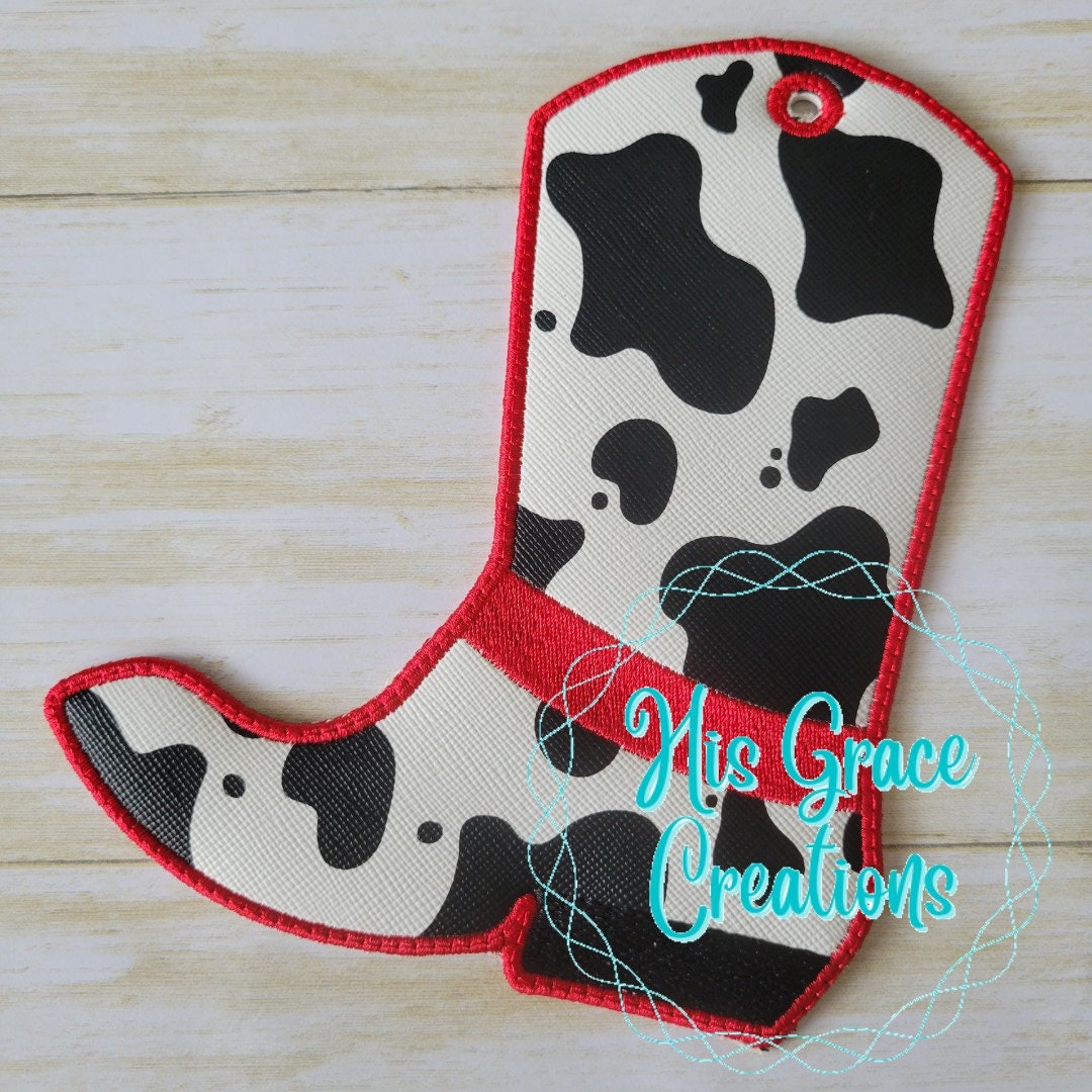 Cowboy Boot Bag Tag Embroidery Design Digital Download - Etsy
