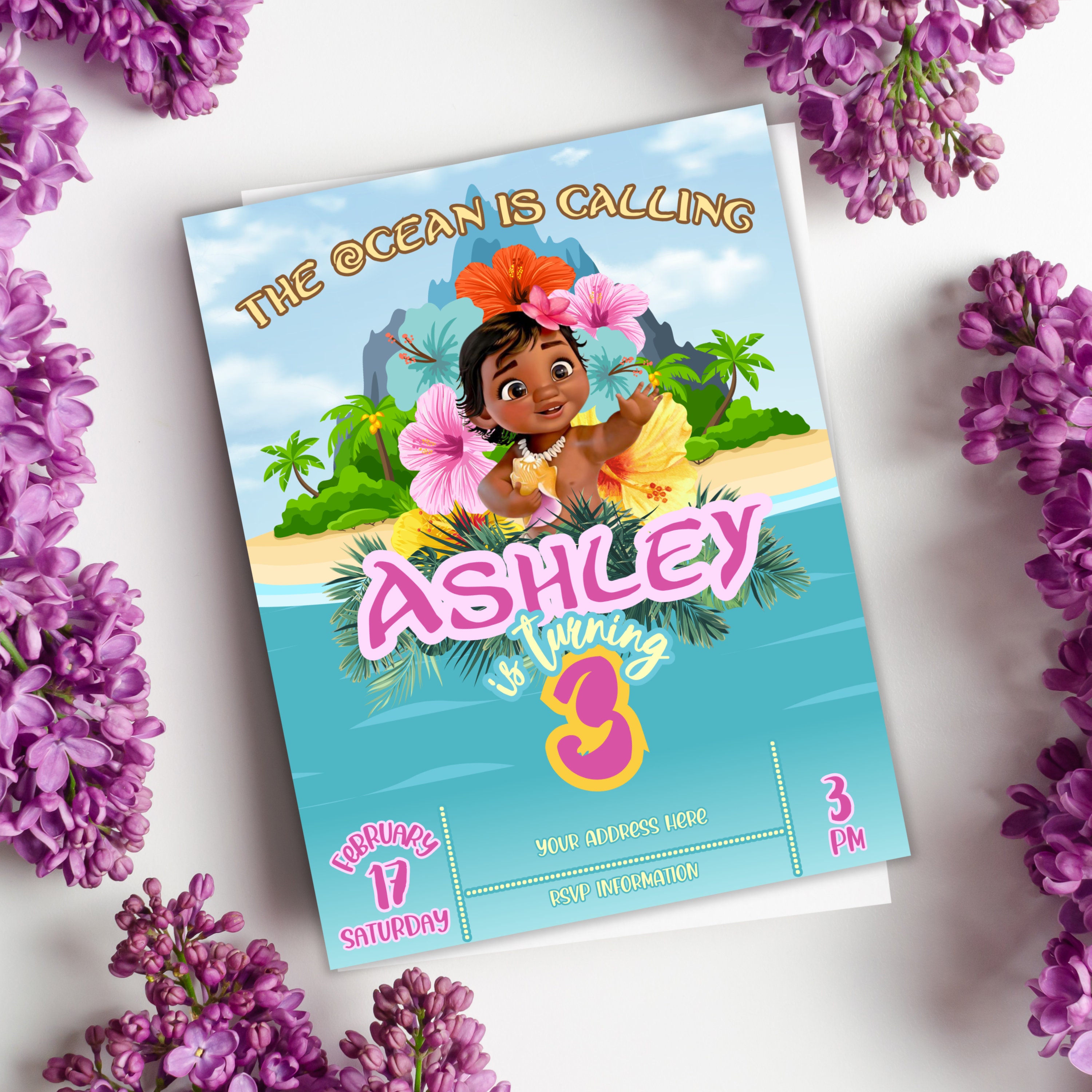 Moana Birthday, Invitation Moana, Editable Moana Birthday Invitation ...